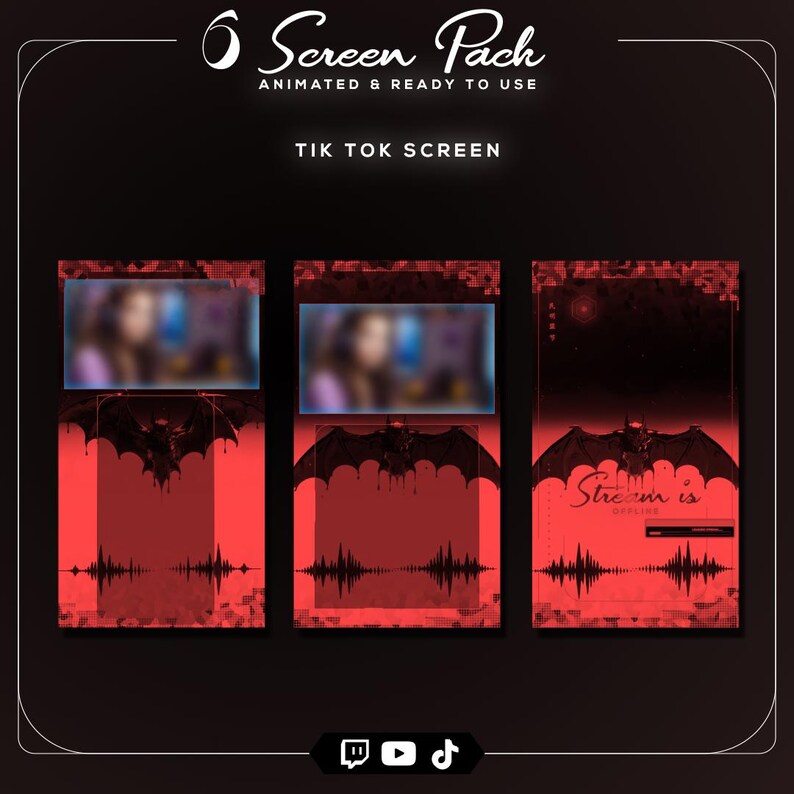 Dark Red Tiktok Live Screens | 6 Blood Horror Stream Screens | Gothic ...