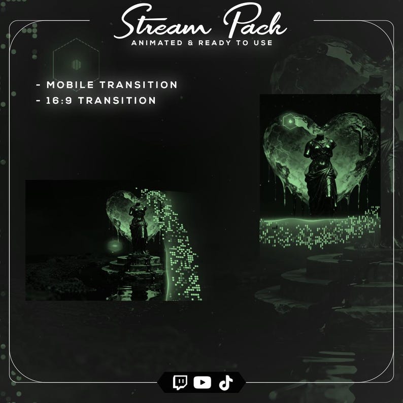 Animated Twitch Overlay Bundle | Green Cyberpunk Goth Stream Package ...