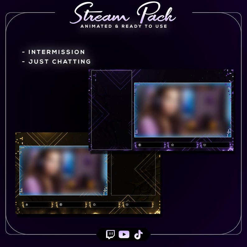 Purple Animated Stream Overlay Pack — Full Twitch & OBS Stream Graphics ...