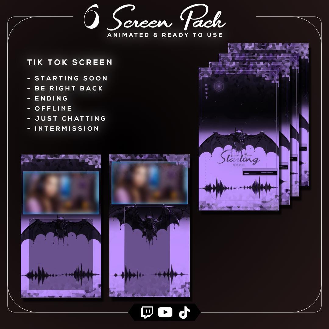 Dark Purple Tiktok Live Screens | 6 Gothic Horror Stream Screens ...