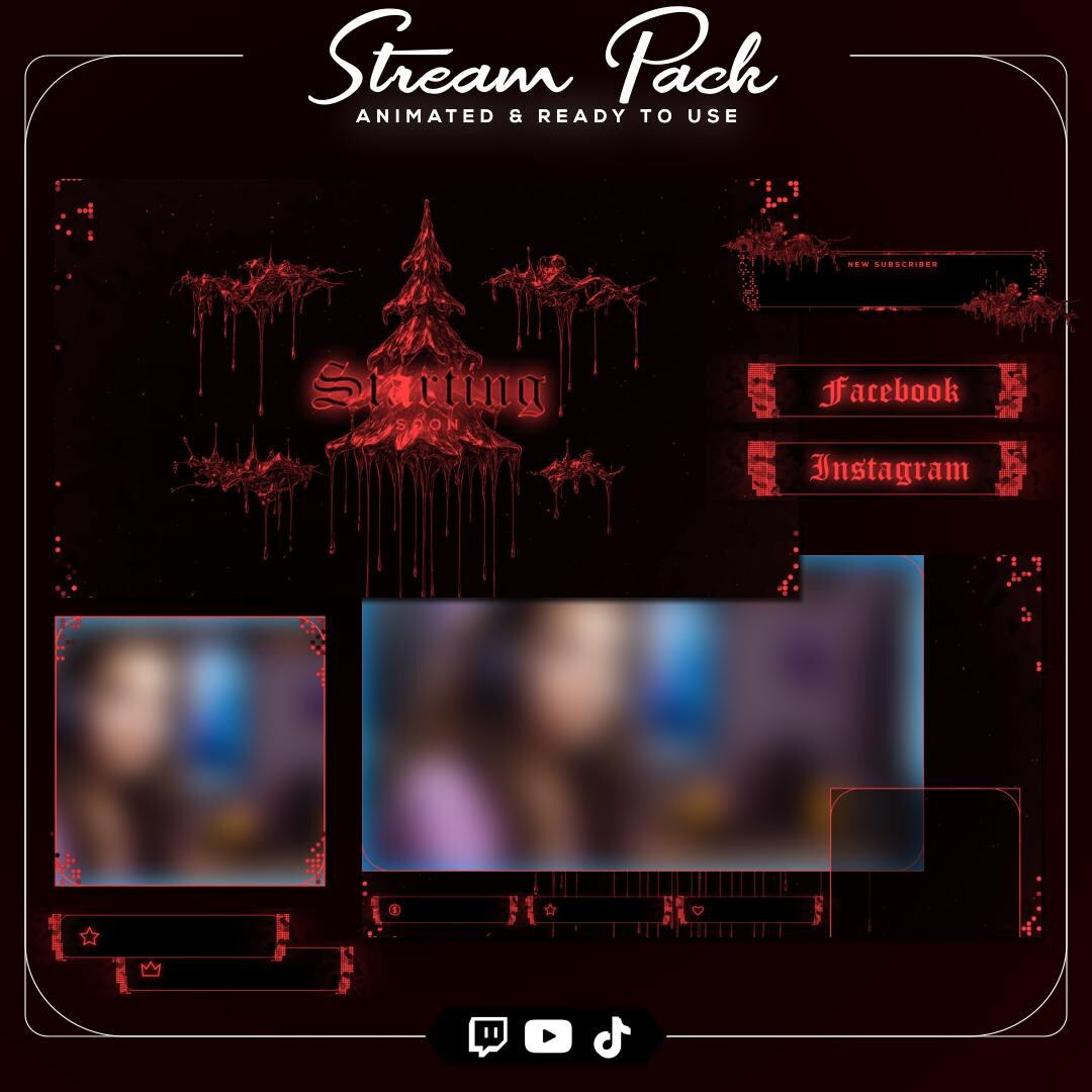 Animated Red Gothic Christmas Twitch Overlay | Bleeding Liquid Xmas ...