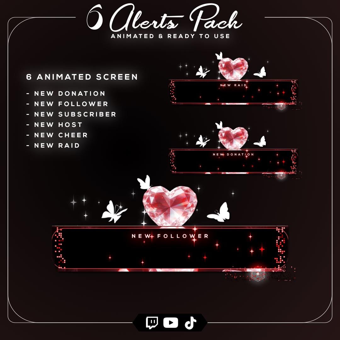 Dark Red Luxury Stream Alerts | 6 Animated Shiny Crimson Twitch ...