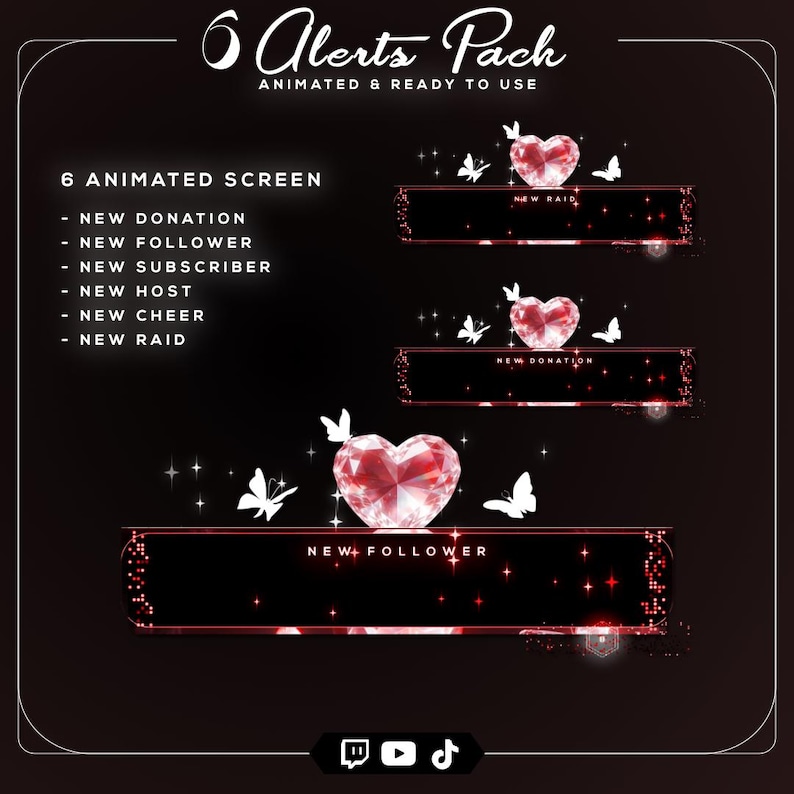 Dark Red Luxury Stream Alerts | 6 Animated Shiny Crimson Twitch ...