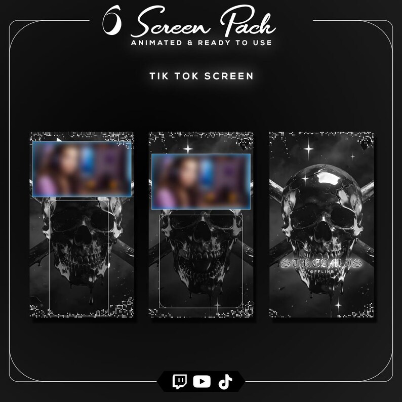 Dark Gothic Skull Stream Overlay Pack | Animated Horror Twitch Overlay ...