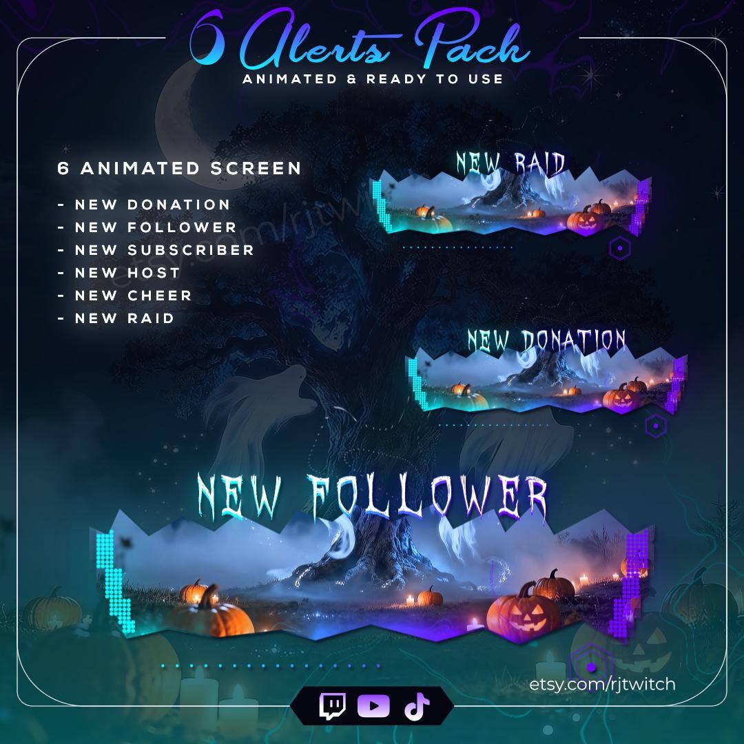Haunted Ghost Animated Alerts Pack | Spooky Halloween Twitch Alerts ...