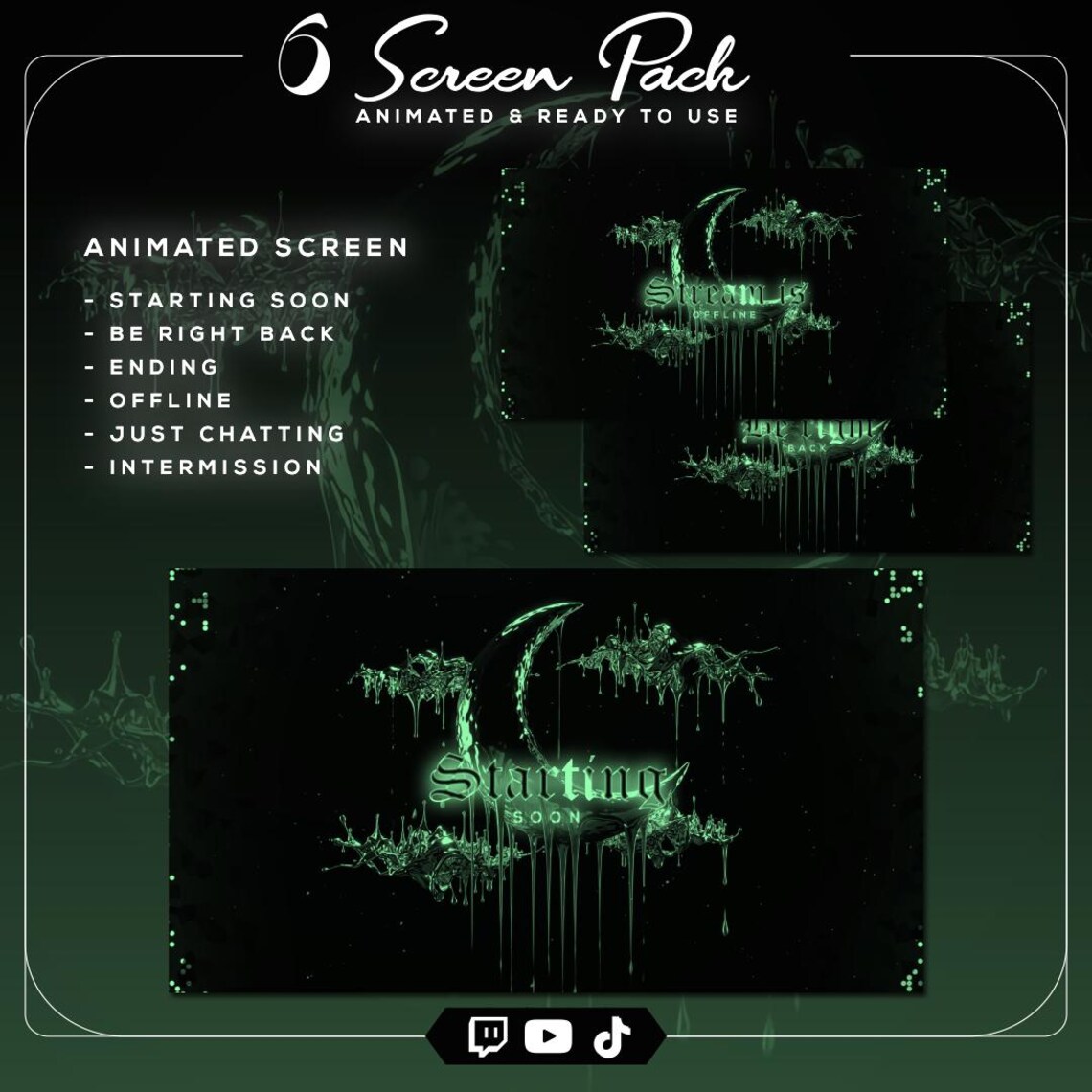 Animated Green Liquid Stream Screens | Toxic Slime Acid Aesthetic ...