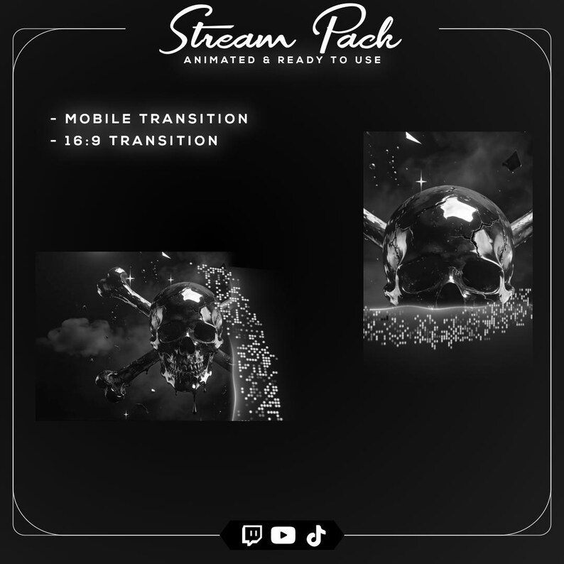 Dark Gothic Skull Stream Overlay Pack | Animated Horror Twitch Overlay ...