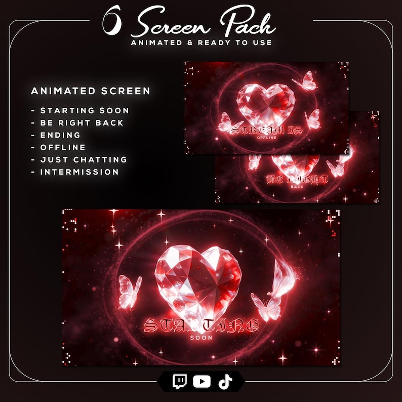 Dark Red Stream Screens Pack | Luxury Starting Soon BRB Cinematic ...