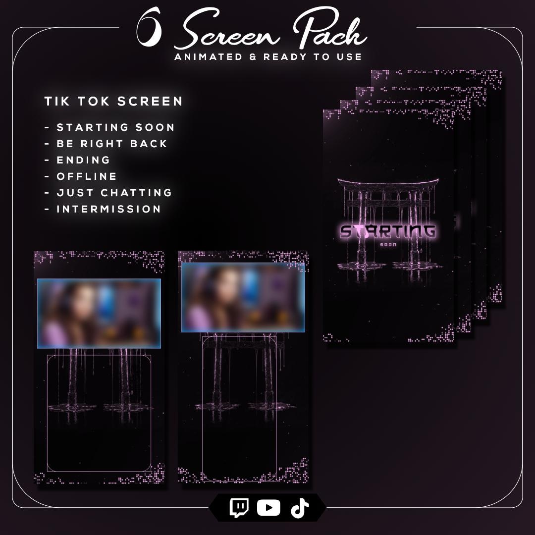 6 Animated Tiktok Vertical Stream Overlays Purple Chrome Torii | Mobile ...
