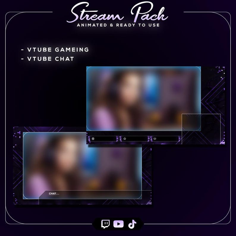 Purple Animated Stream Overlay Pack | Full Twitch Overlay | OBS Stream ...