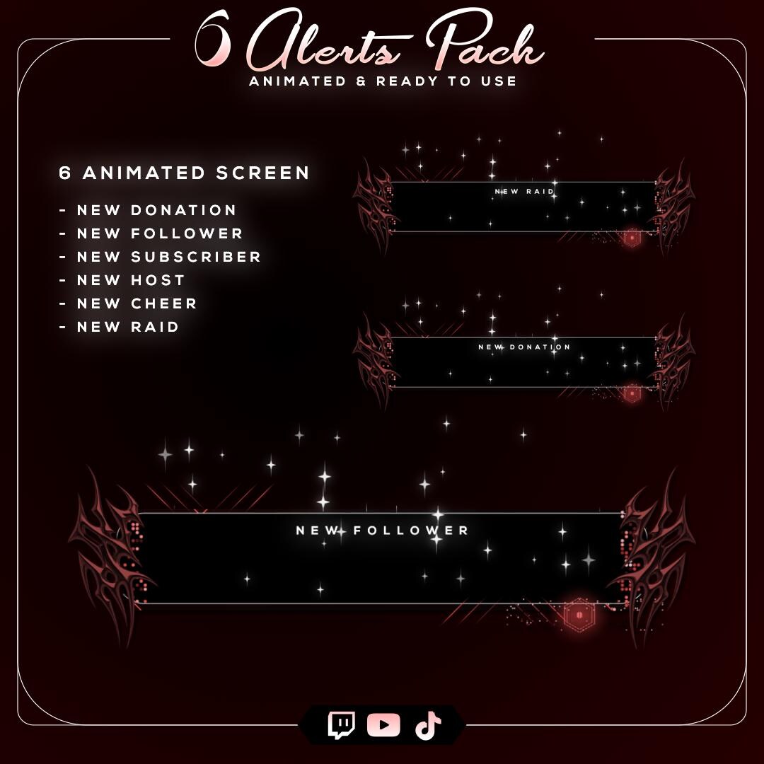 Red Animated Stream Alerts Pack | 6 Twitch Alerts | OBS & Streamlabs ...