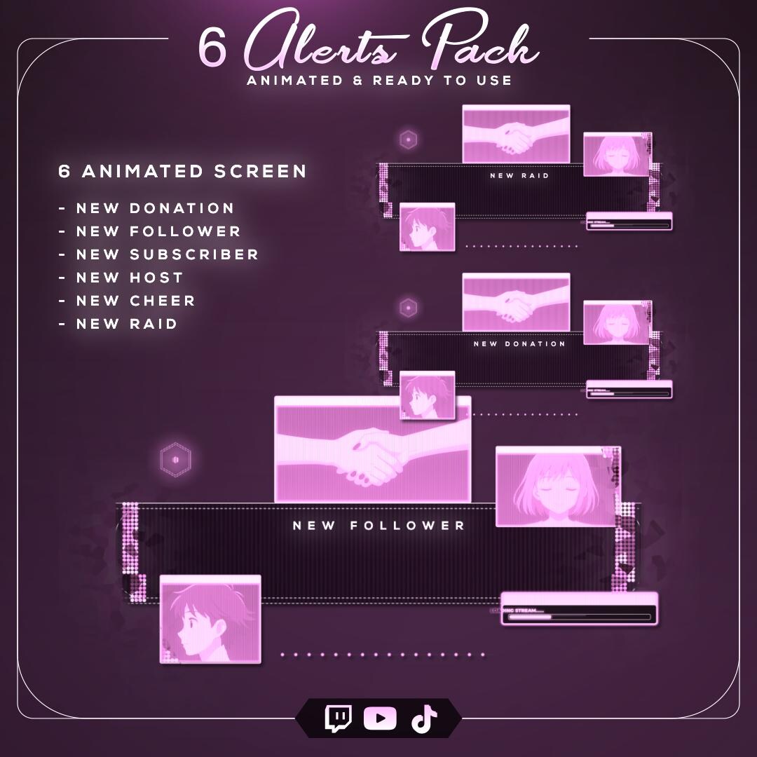 Pink Cyberpunk Anime Stream Alerts: Animated Neon Twitch Overlay - Etsy