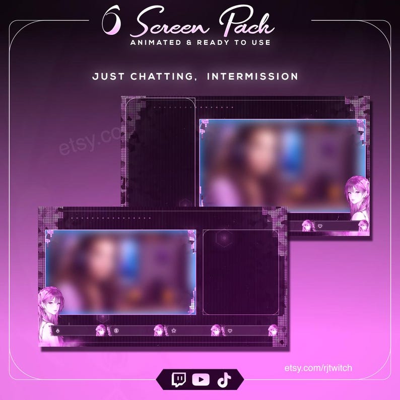 Animated Anime Screen Pack | Pink Vtuber Twitch Screens | Kawaii Cyber ...