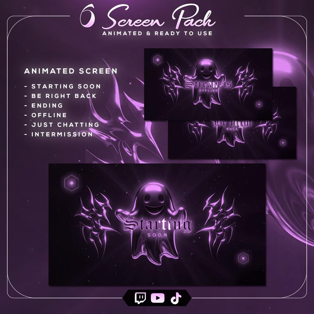 Pink Halloween Ghost Animated Stream Screen Pack | 6 Screens for Twitch ...