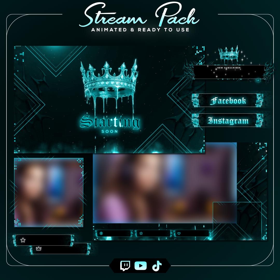 Ice Blue Royal Stream Overlay Pack | Frost Crown Twitch Overlay ...