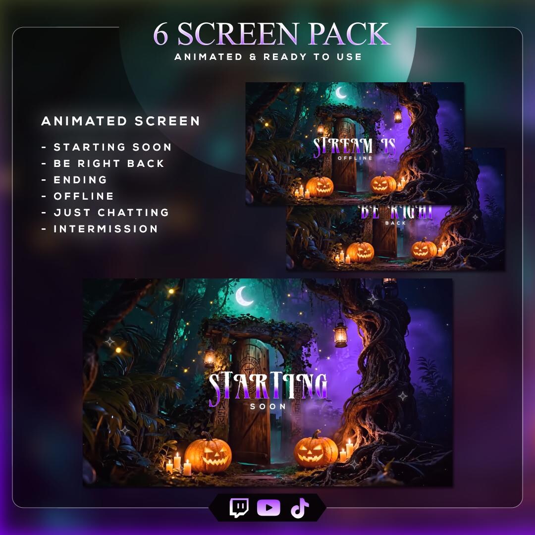 Animated Halloween Stream Screens | Mystical Gateway, Offline, BRB ...