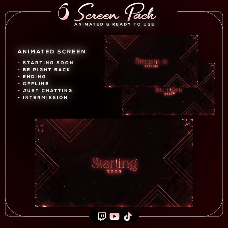 Red Animated Stream Screens Pack | 6 Twitch Bildschirme | Ab Bald BRB ...