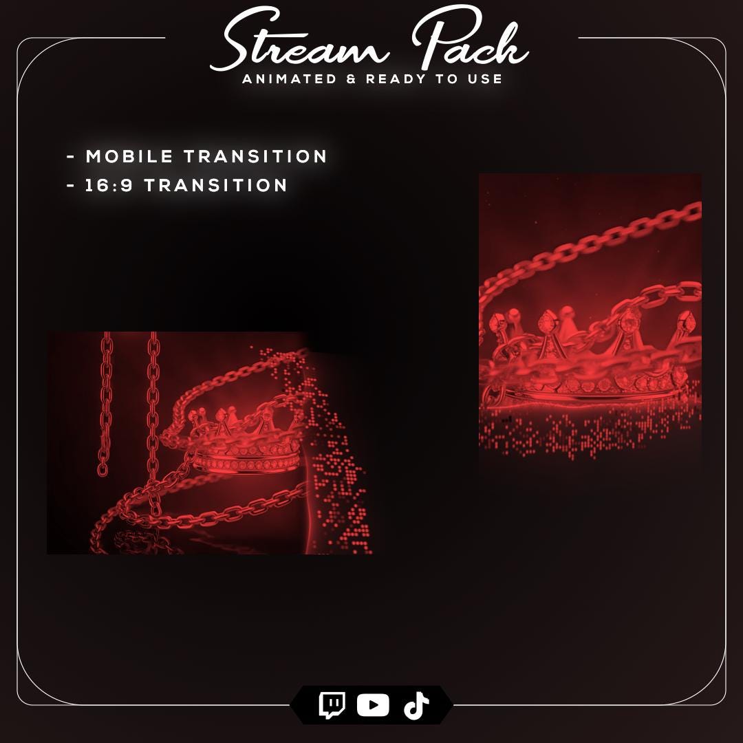 2 Animated Scene Transitions Tiktok & Twitch Red Crown Chains Gothic ...