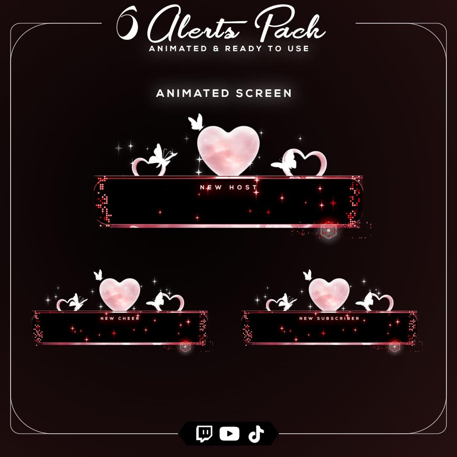 Red Heart Stream Overlay Pack | Animated Twitch Overlay | Romantic Neon ...