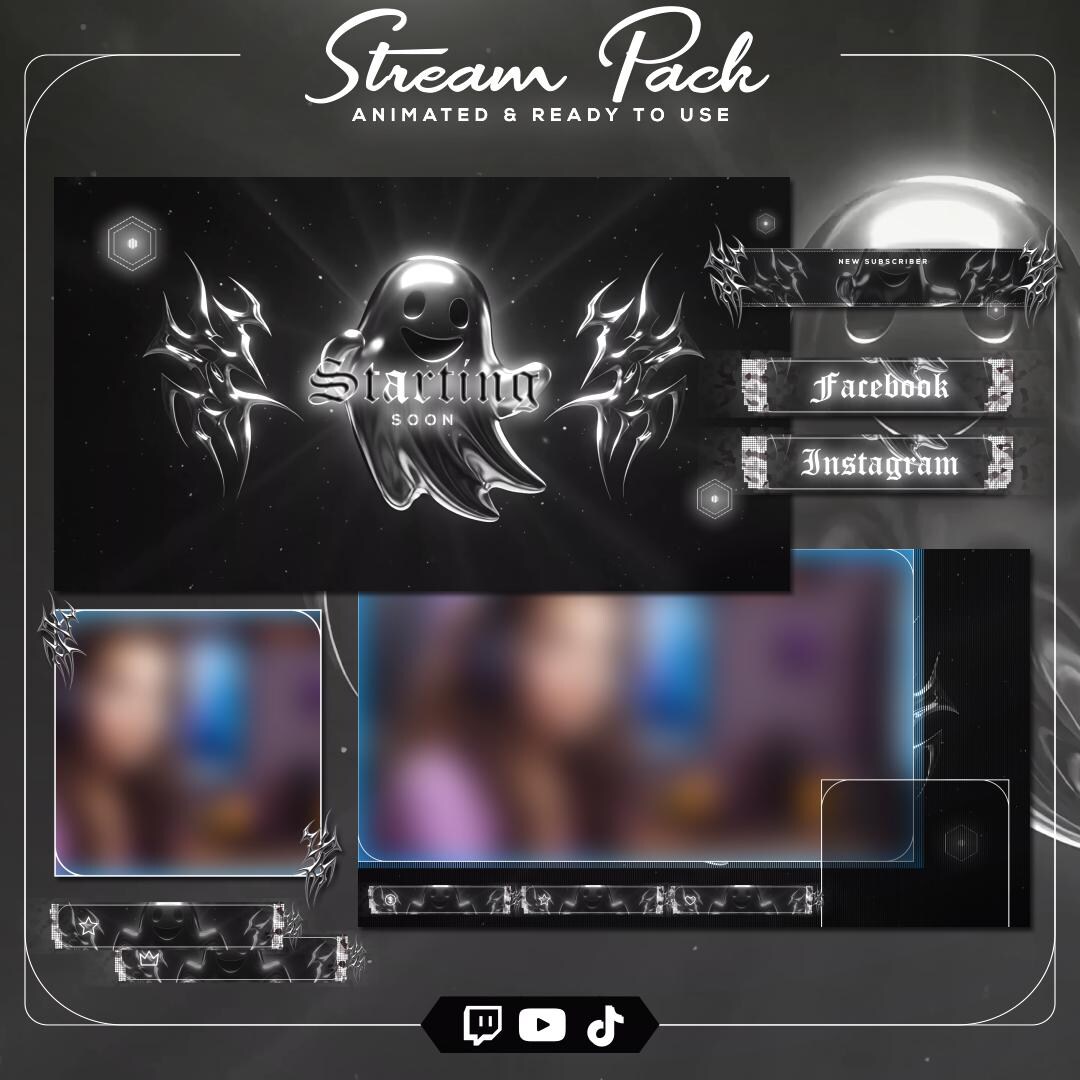 Animated Chrome Ghost Stream Pack | Spooky Liquid Metal Twitch & OBS ...