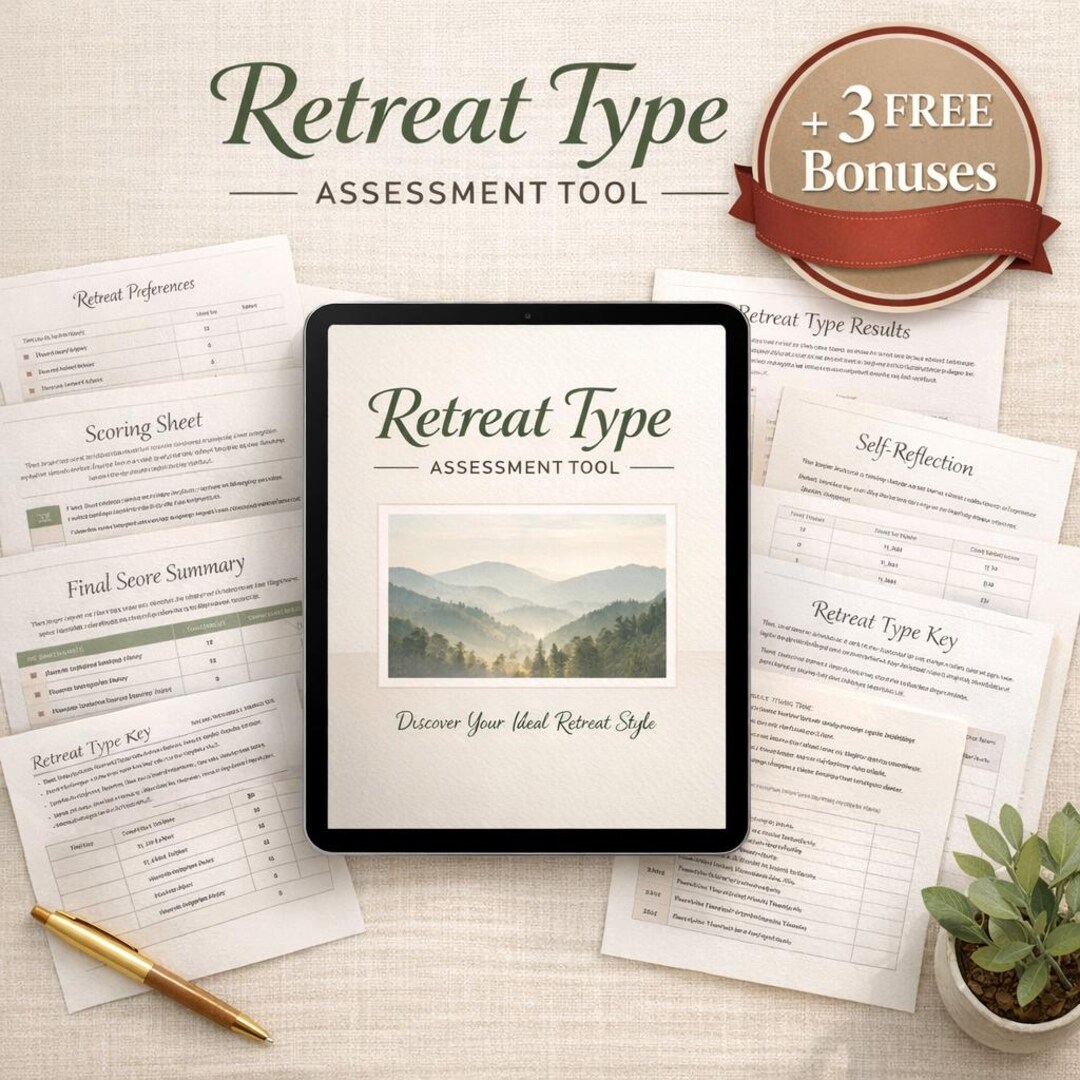 Wellness Retreat Planner & Assessment Tool, Retreat Type Quiz Workbook ...