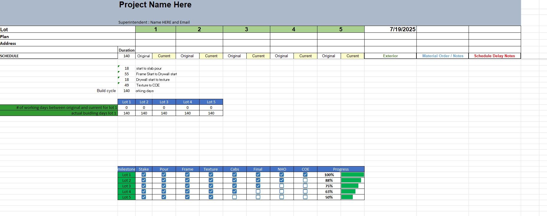 140 Day Construction Schedule - Etsy