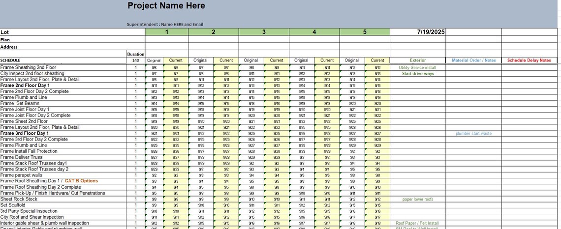 140 Day Construction Schedule - Etsy