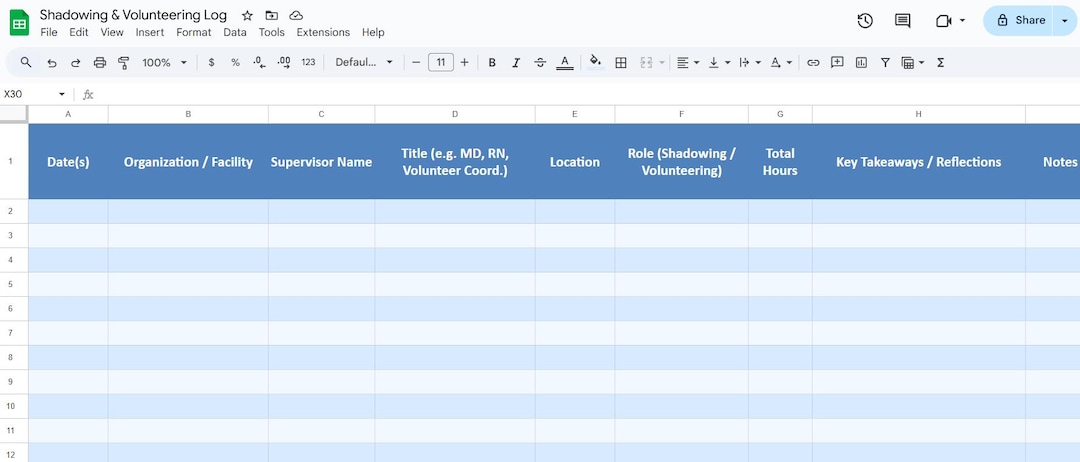 Pre-med Shadowing & Volunteering Log | Track Hours, Reflections ...