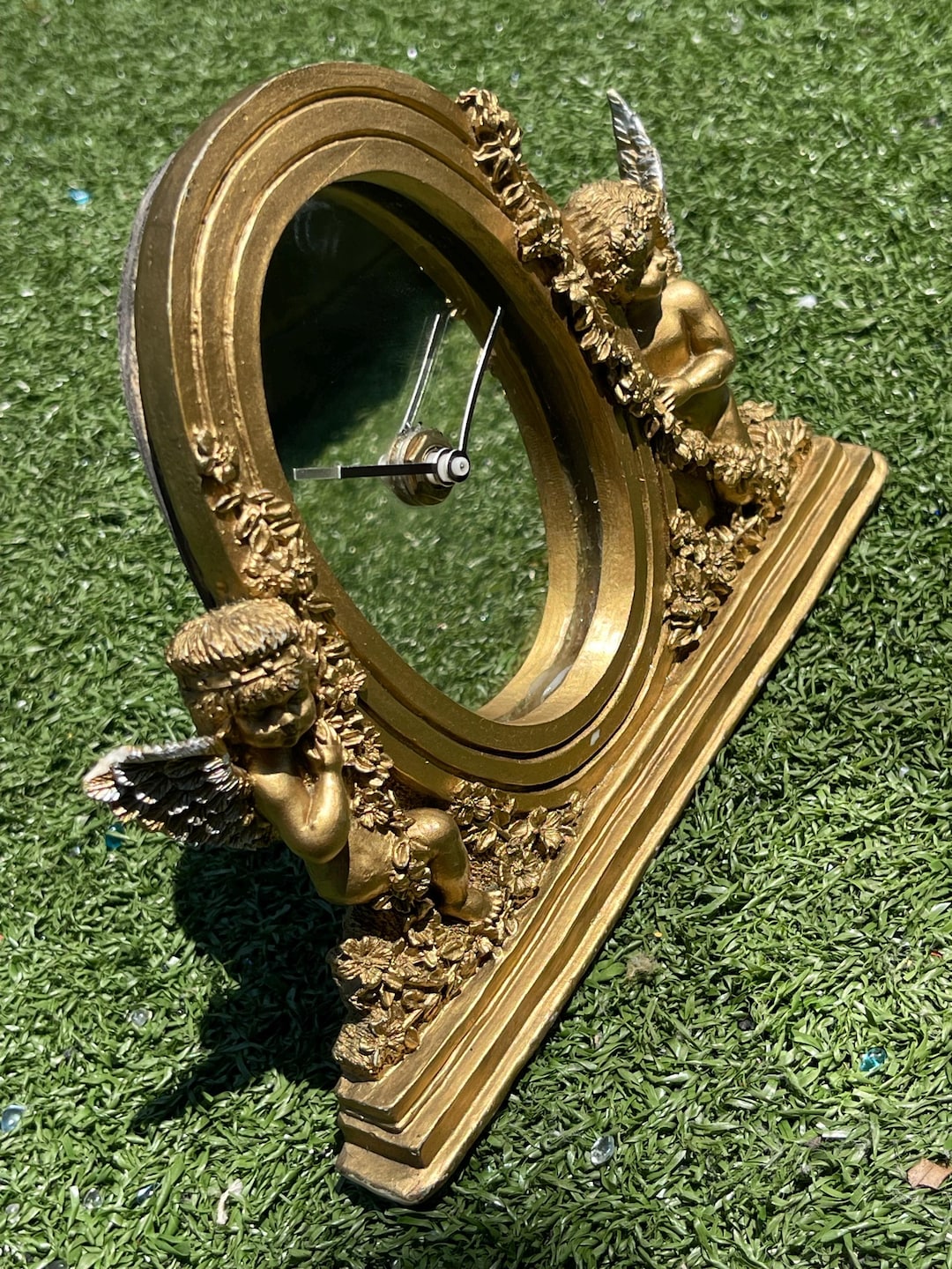 Vintage Gold Cherub Angel Mantel Clock – Ornate Baroque Style – 6.5 ...