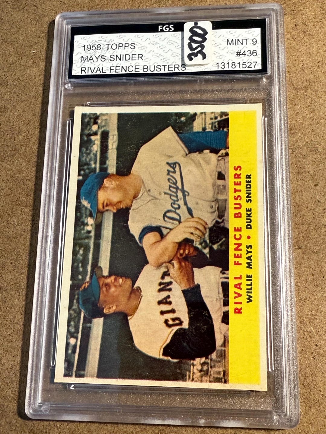 1958 Topps Rival Fence Busters Willie Mays & Duke Snider #436 FGS 9 ...