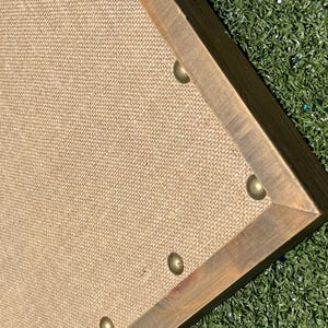 Rustic Burlap & Wood Framed Bulletin Board 22” Thumbtack Wall Display ...