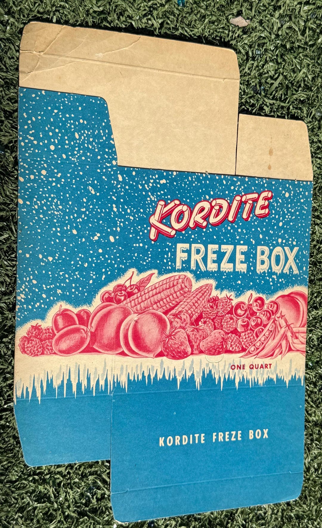 Vintage 1950s Kordite Freze Box • Bold Retro Blue & Red Graphics • One ...