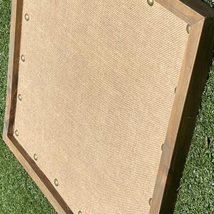 Rustic Burlap & Wood Framed Bulletin Board 22” Thumbtack Wall Display ...