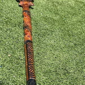 Hand-carved African Tribal Walking Stick – 35″ With Animal Motif & Loop ...