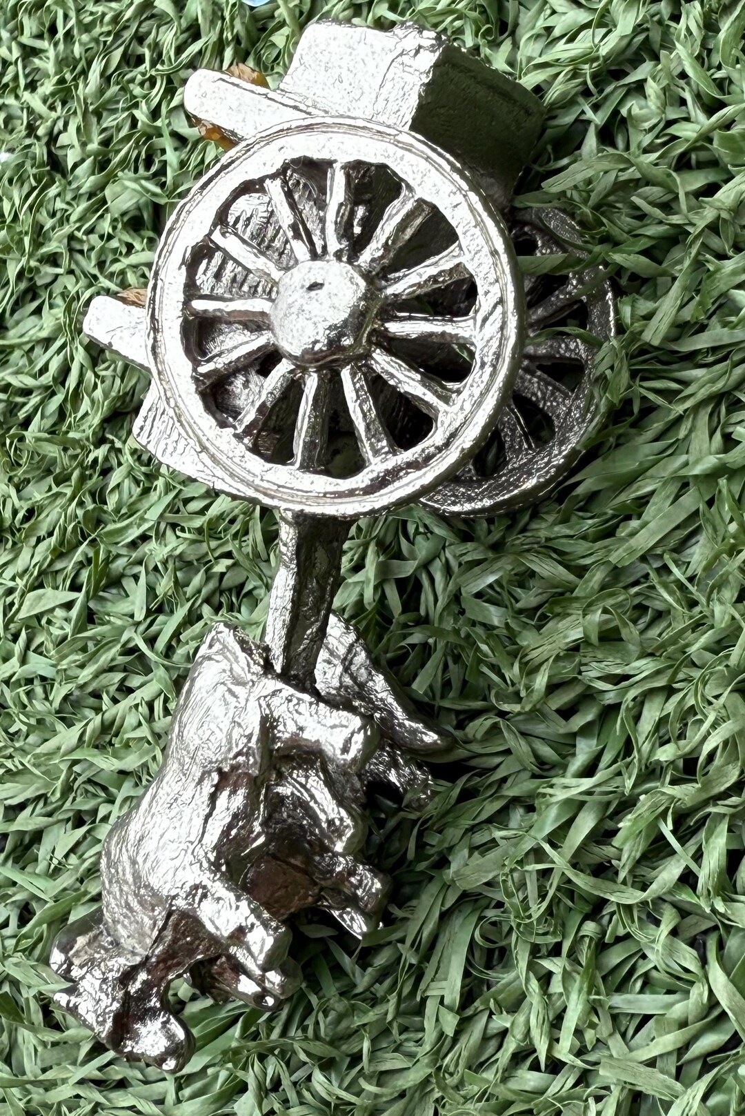 Vintage Cast Metal Animal Pulling Cart Figurine Silver Tone Heavy ...