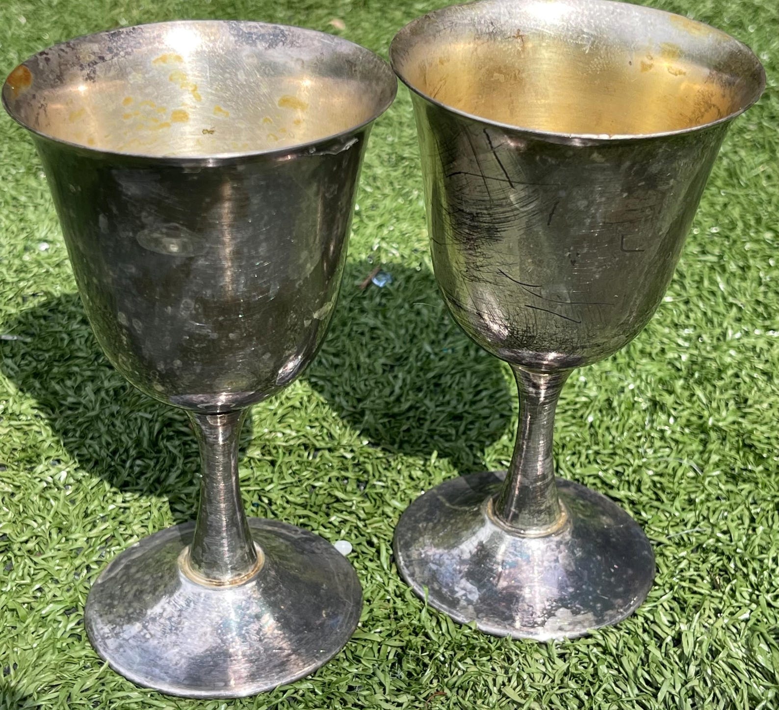 Pair Vintage Silver Plated Goblets • Gold Wash Interior Chalice Cups - Etsy