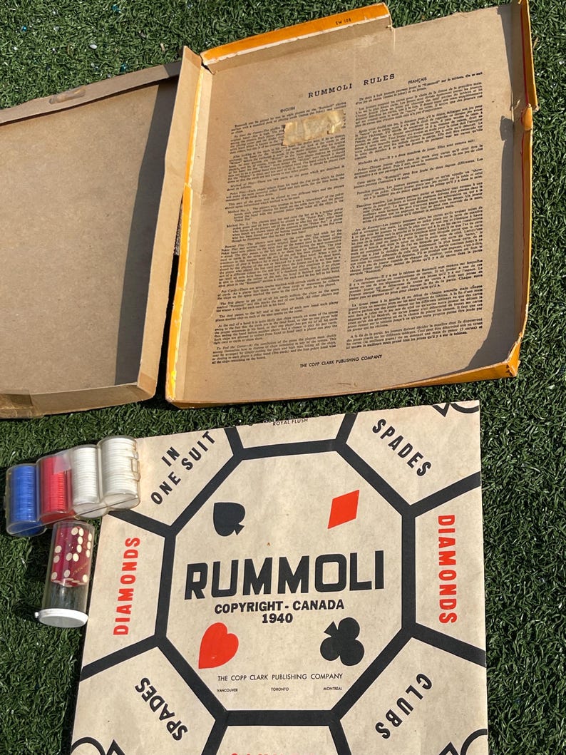 Antique 1940 Canadian Rummoli Game Board Copp Clark Complete Vintage ...
