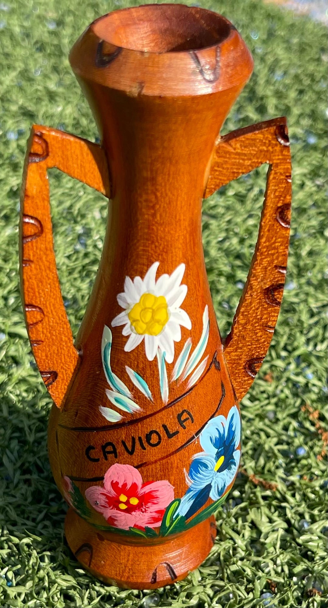 Vintage Hand-painted Wooden Mini Vase From Caviola Italy – 5 Inch ...