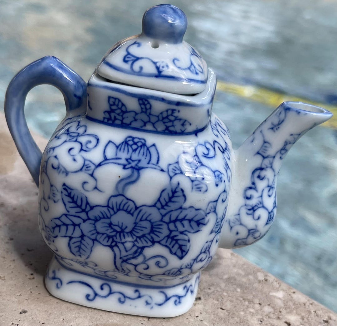 Vintage 3 Inch Blue White Porcelain Mini Teapot Made in China - Etsy