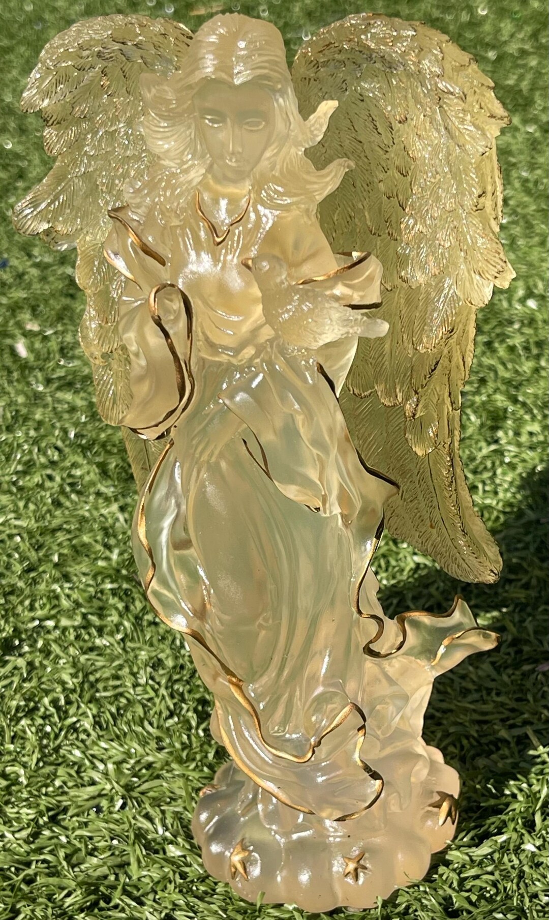 Vintage Translucent Angel Figurine Gold Trim Acrylic Resin 7 Inch - Etsy