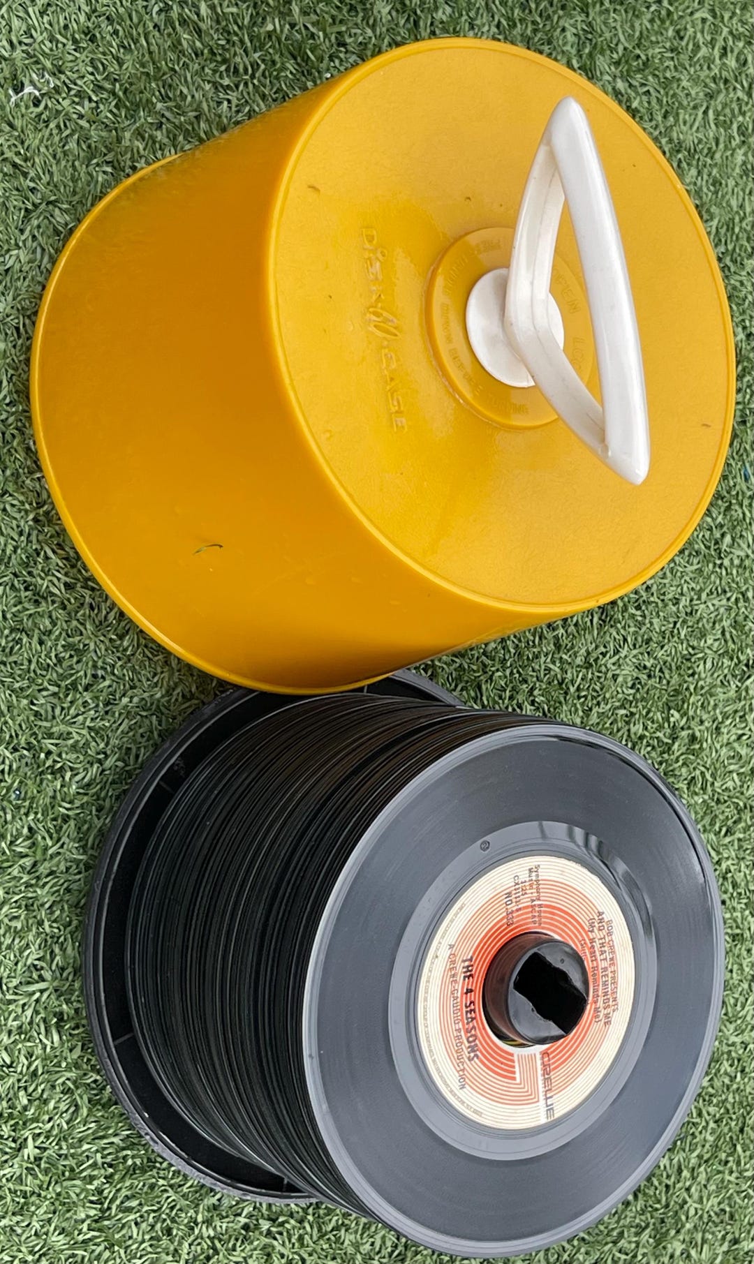 Vintage Yellow Vinyl Record Storage Case With Handle – Holds 45 RPM ...