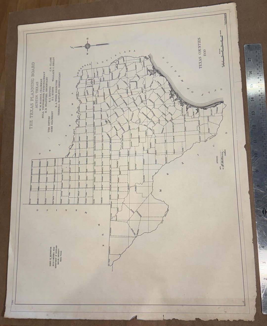 1930 Texas Counties Official Map by Baylor University Sociology ...