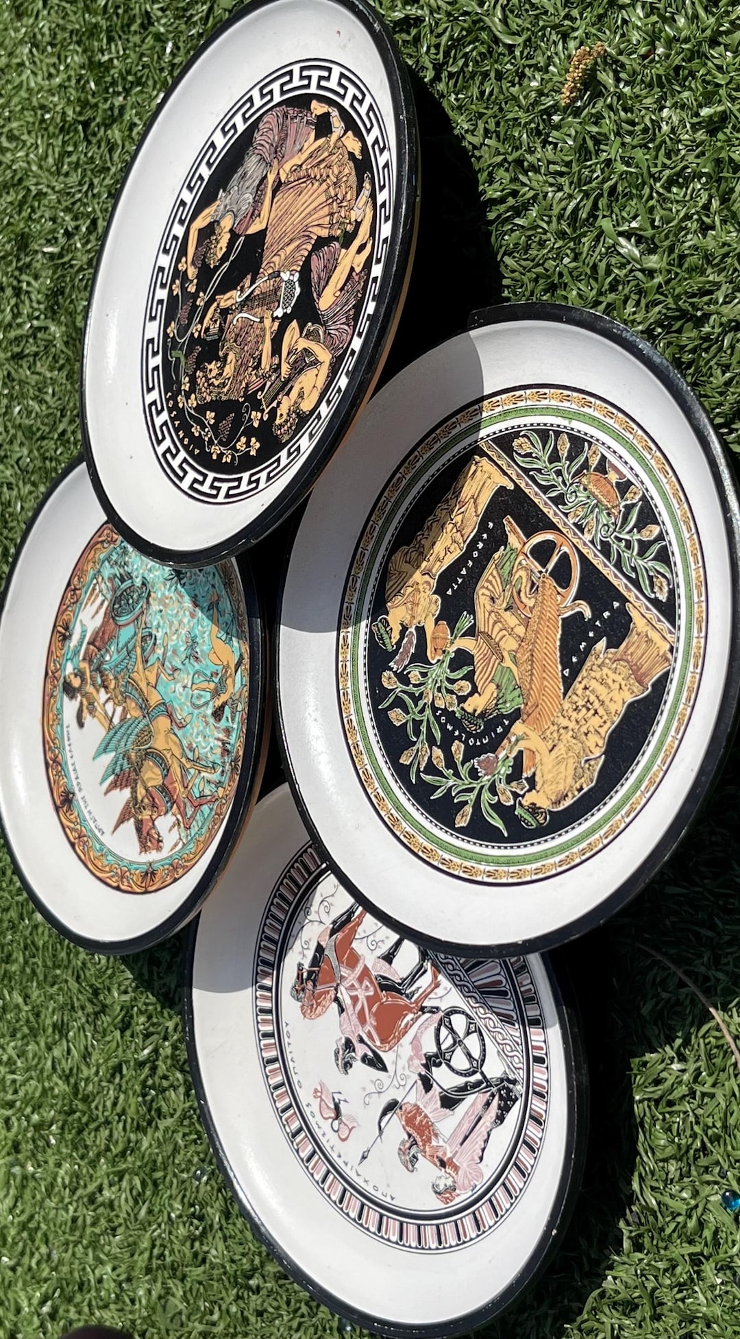 Set of 4 Vintage Moses Pottery Cyprus Greek Mythology Plates 5.5” Hand ...