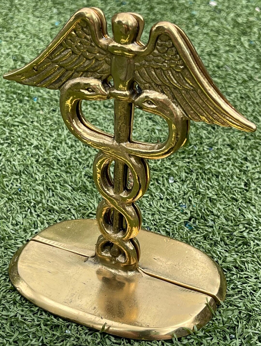 Pair of Vintage Brass Caduceus Wall Shelves – Solid Brass Medical ...