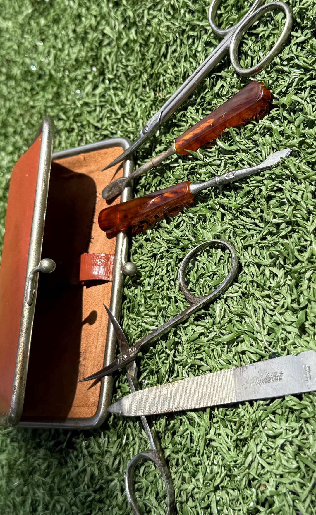 Antique Beauty Mark Grooming Kit With Tortoiseshell Handles & Leather ...