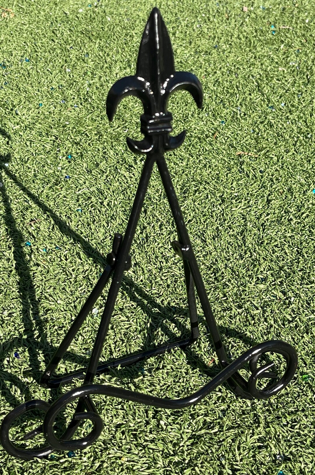 Vintage Black Wrought Iron Fleur-de-lis Display Stand 10.5 Inch Plate ...