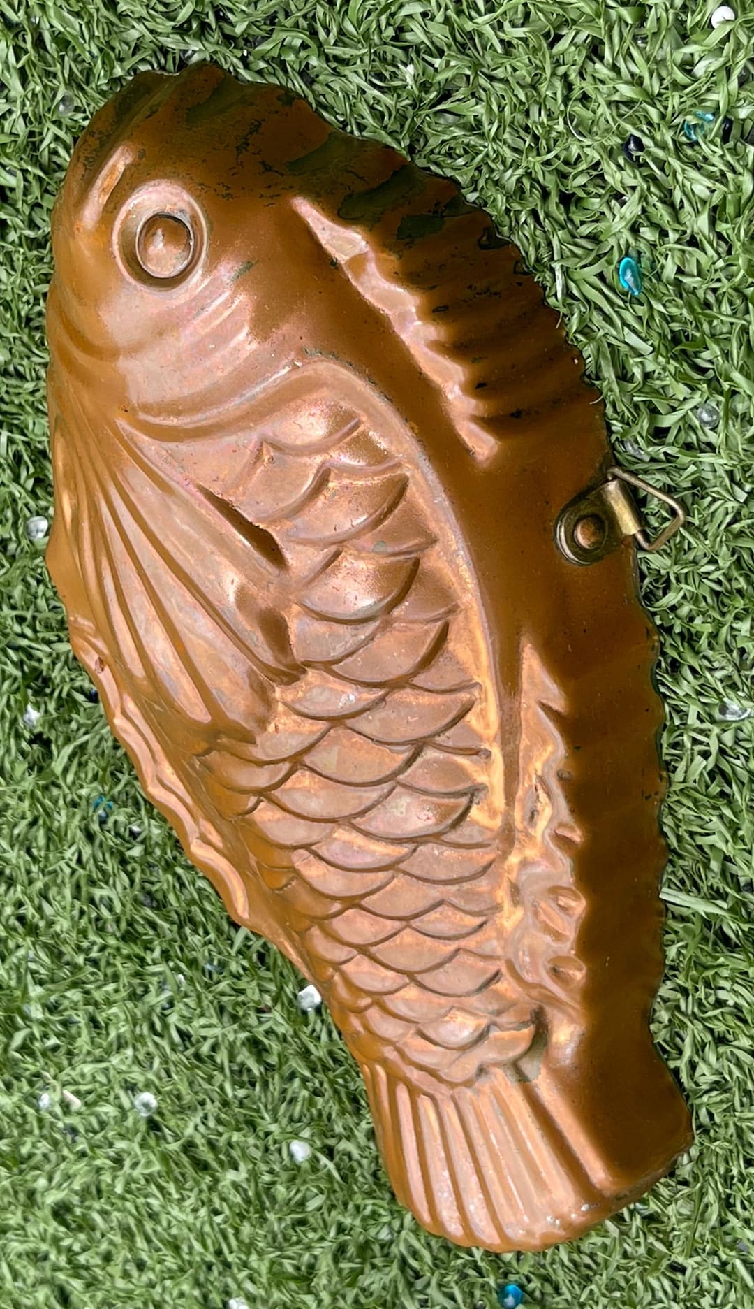 Vintage Copper Fish Mold 7.5” Tin Lined Wall Hanging Kitchen Decor ...