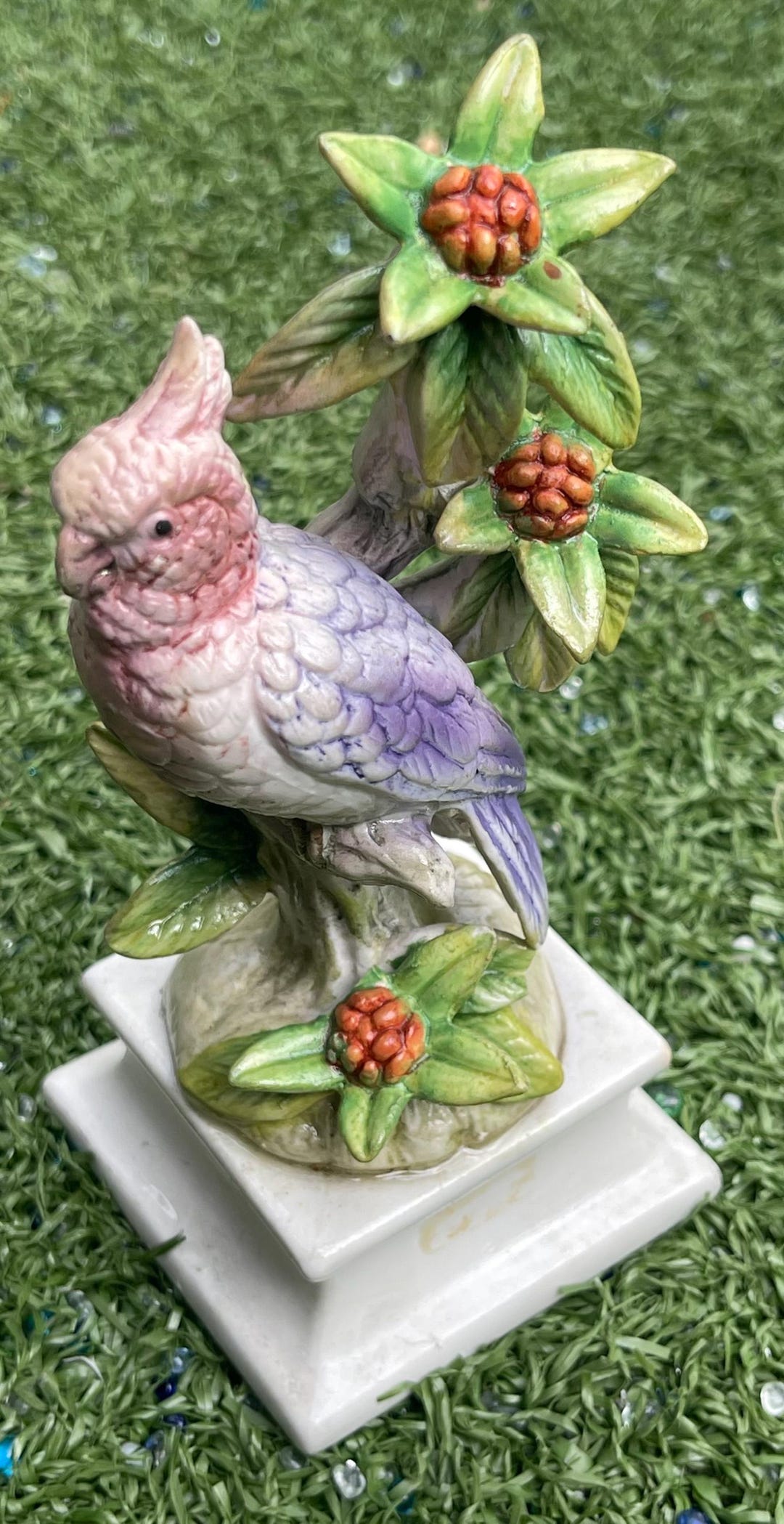 Vintage Japan Ceramic Cockatoo Bird Figurine With Flowers – 6 Inch Hand ...