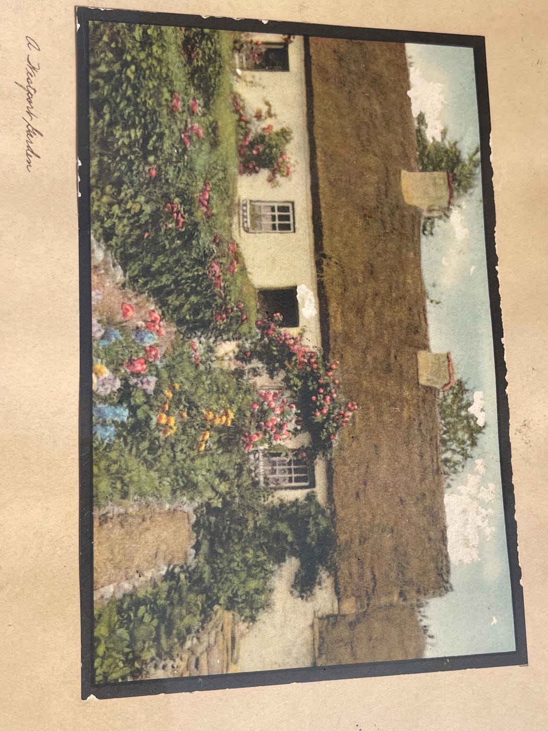 Vintage "a Devon Garden" English Cottage Print With Thatched Roof ...