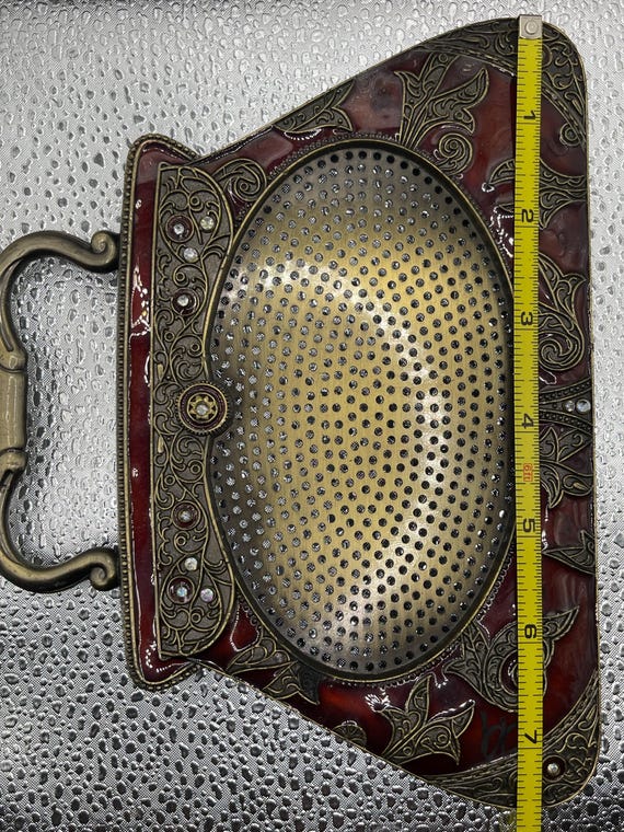Vintage Brass & Enamel Metal Clutch Purse | Ornate Fi… - Gem